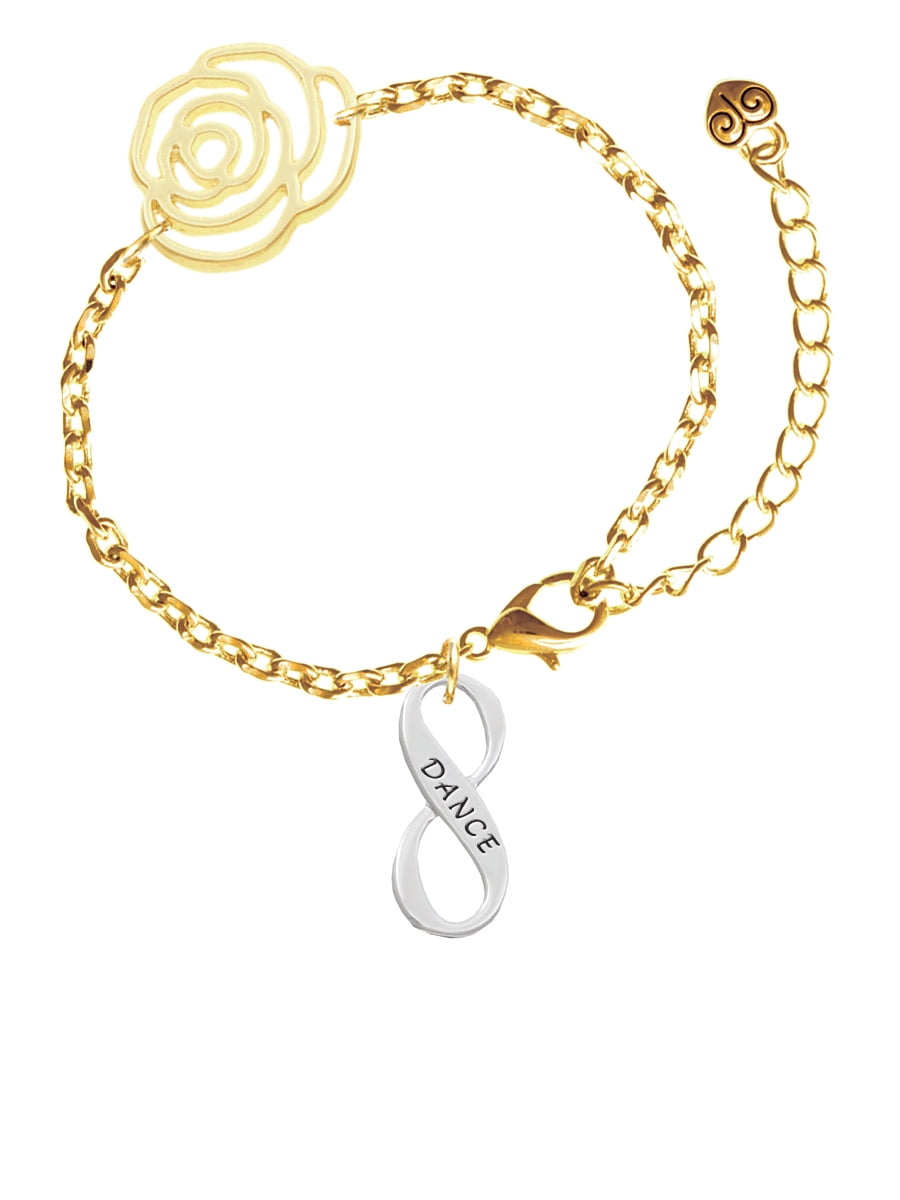 Delight Jewelry Silvertone Dance Infinity Sign Gold-tone Flower Link ...