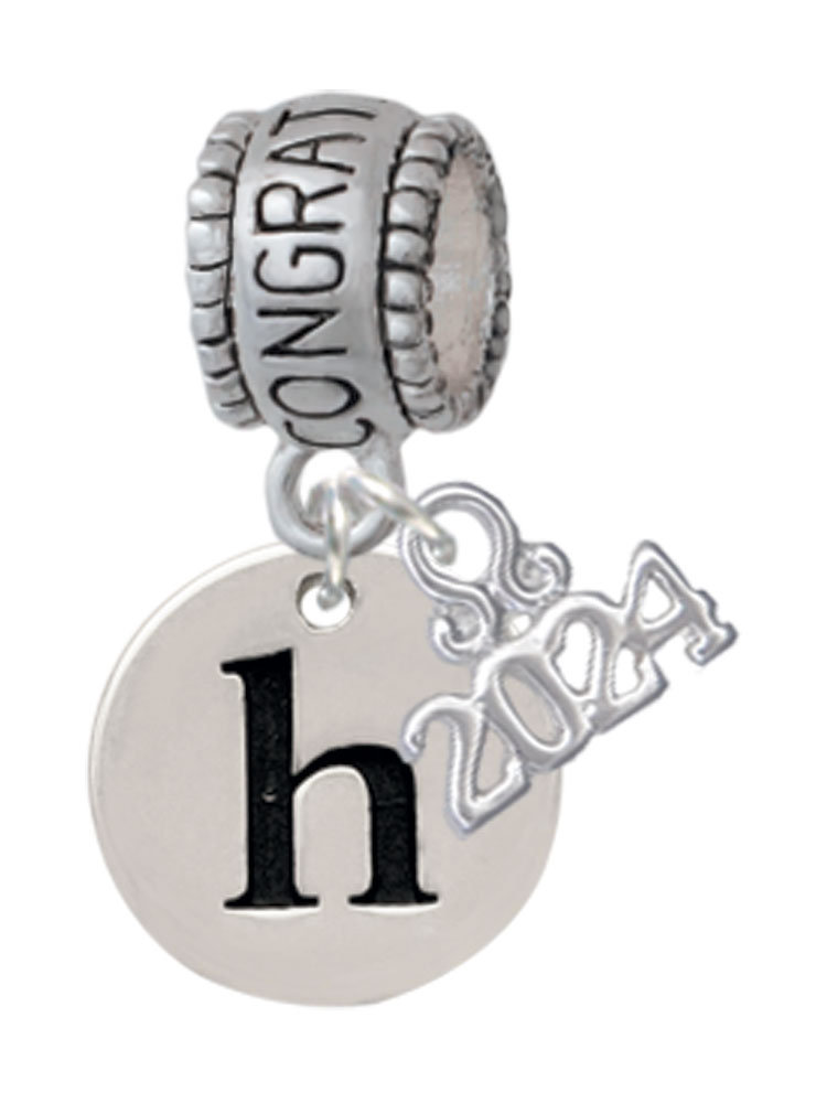 Delight Jewelry Silvertone Disc 1/2'' Initial - h - Congratulations Charm Bead Dangle with Mini ...