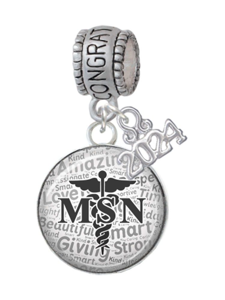 Delight Jewelry Silvertone Domed Black MSN Congratulations Charm Bead ...