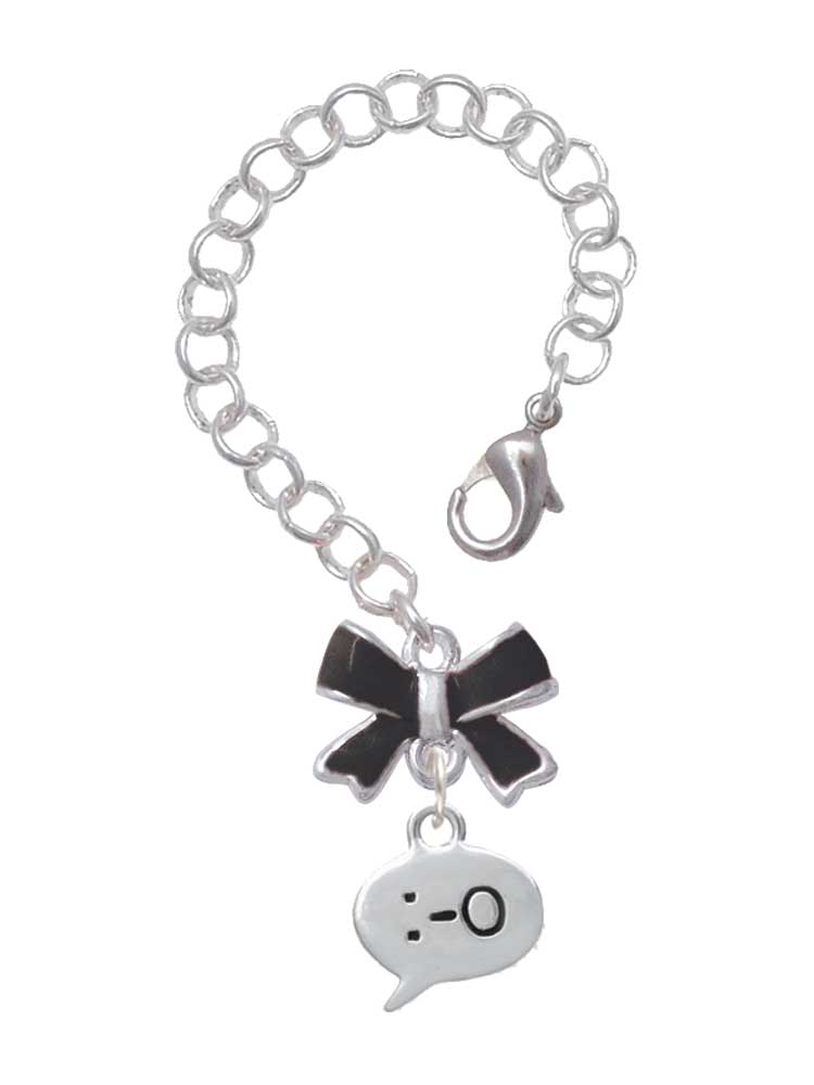Delight Jewelry Silvertone Emoticon :-O - Surprise - Silvertone Black ...