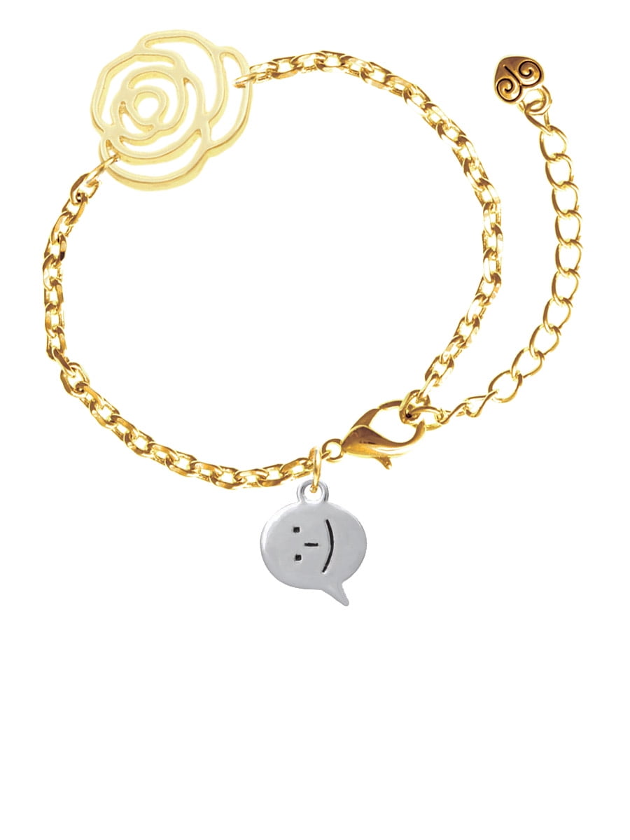 Delight Jewelry Silvertone Emoticon :-) - Smiling - Gold-tone Flower ...