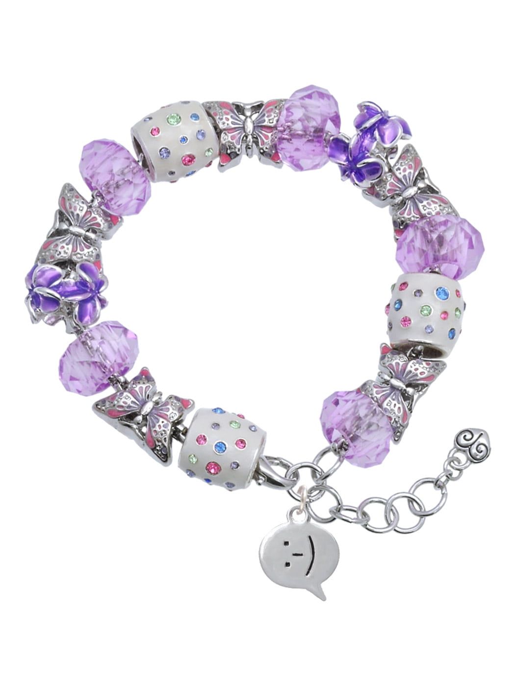 Delight Jewelry Silvertone Emoticon :-) - Smiling - Purple Butterfly ...