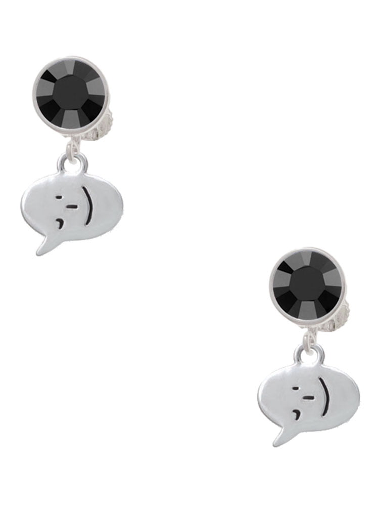 Delight Jewelry Silvertone Emoticon :- ) - Winking - Black Crystal Clip ...