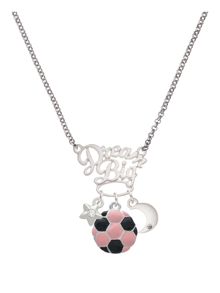 Delight Jewelry Silvertone Enamel Pink Soccer ball Silvertone Dream Big ...