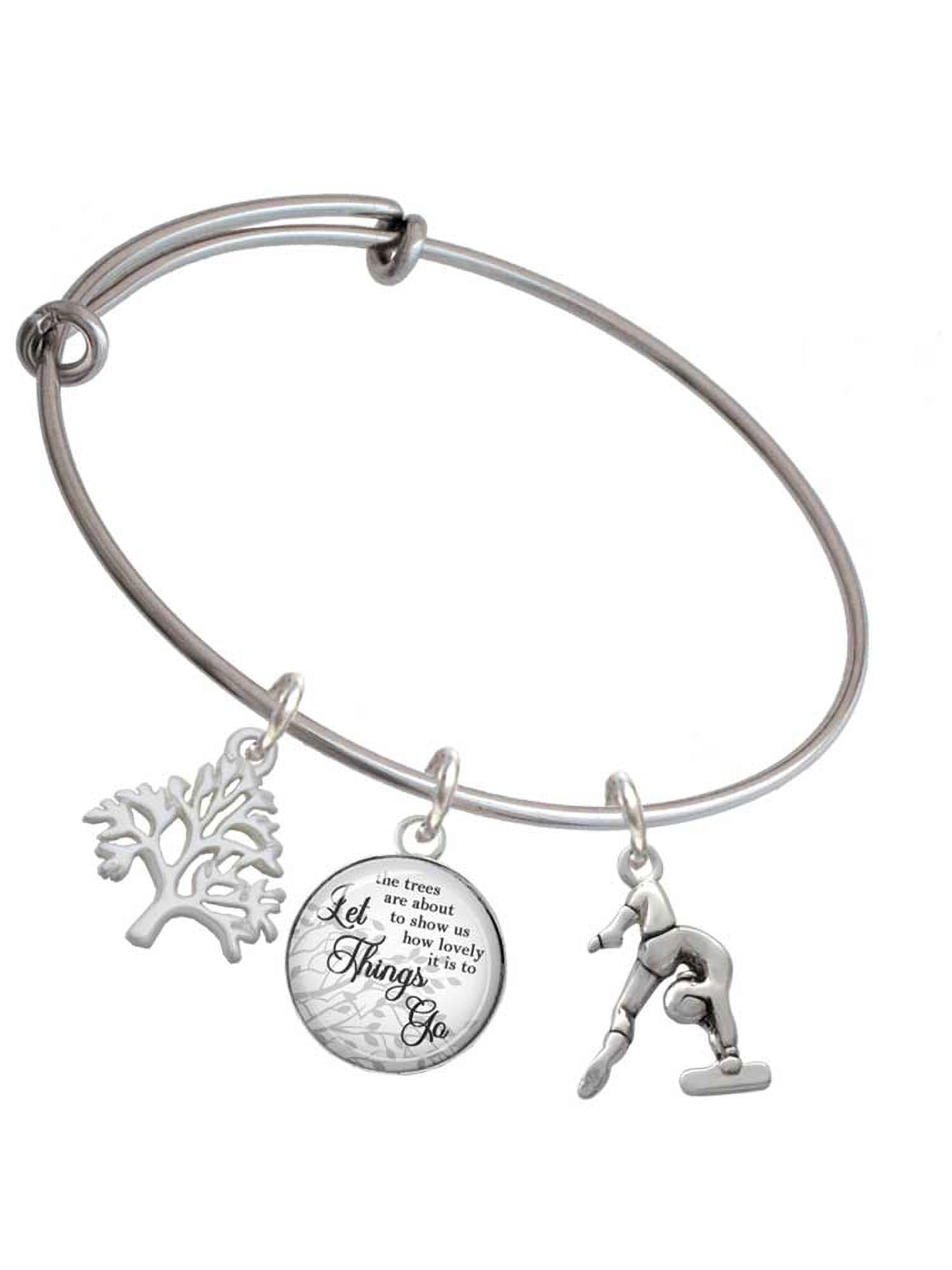 Delight Jewelry Silvertone Gymnast Balance Beam Silvertone Let Things Go Tree Charm Bangle ...