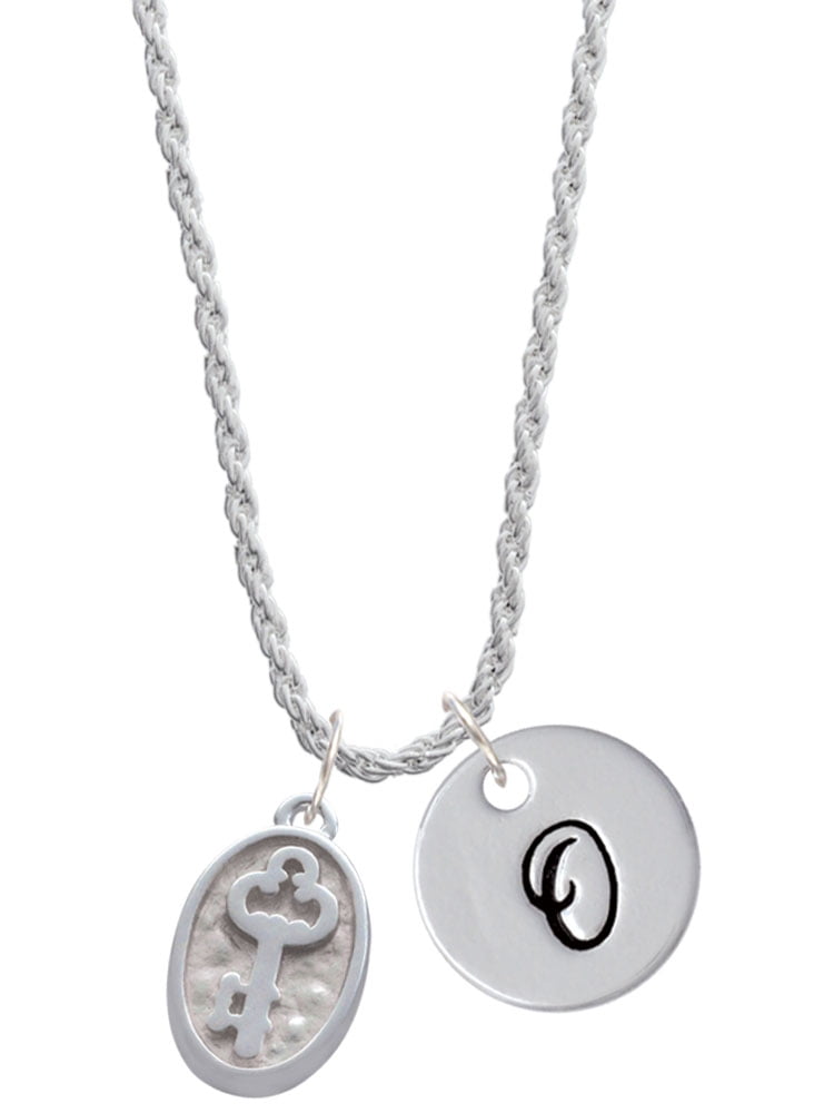 Delight Jewelry Silvertone Key - Oval Seal Silvertone Script Initial ...