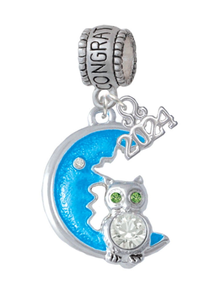 Delight Jewelry Silvertone Large Clear Crystal Owl on Hot Blue Moon ...