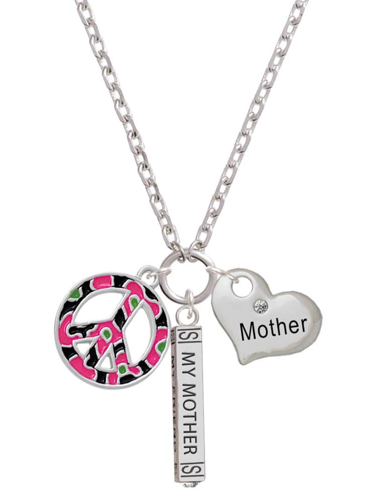 Delight Jewelry Silvertone Large Hot Pink Cheetah Print Peace Sign ...