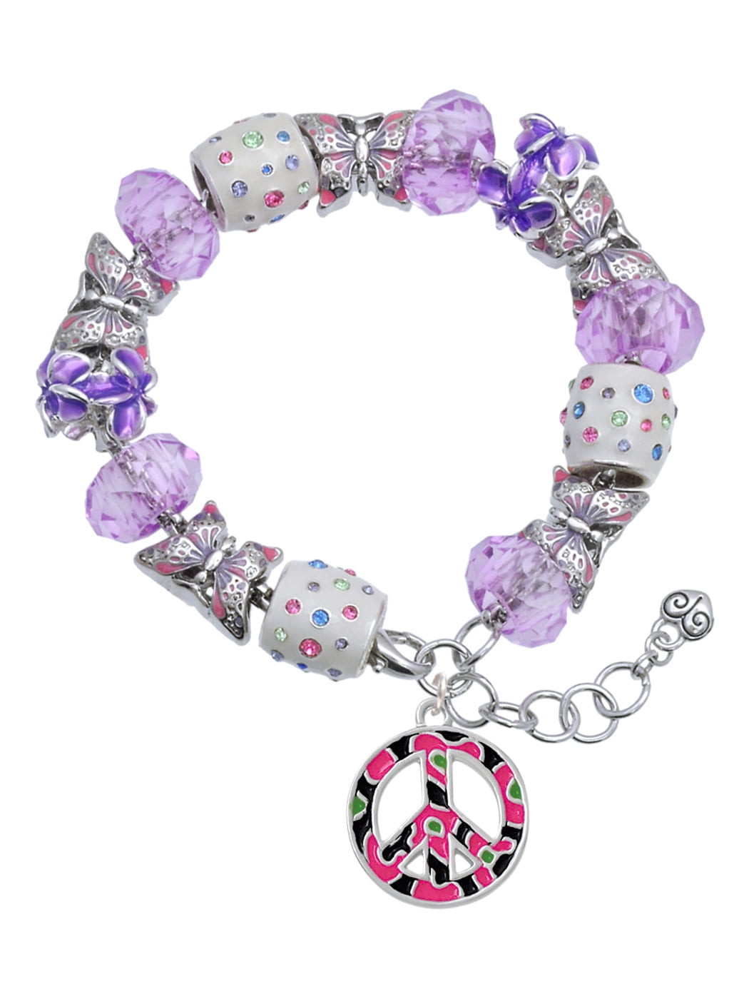 Delight Jewelry Silvertone Large Hot Pink Cheetah Print Peace Sign ...