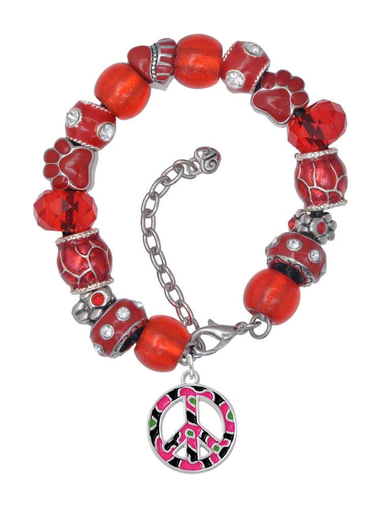 Delight Jewelry Silvertone Large Hot Pink Cheetah Print Peace Sign Red ...