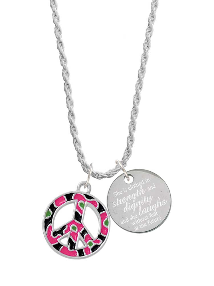 Delight Jewelry Silvertone Large Hot Pink Cheetah Print Peace Sign She ...