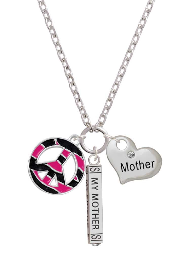 Delight Jewelry Silvertone Large Hot Pink Tiger Print Peace Sign Always ...