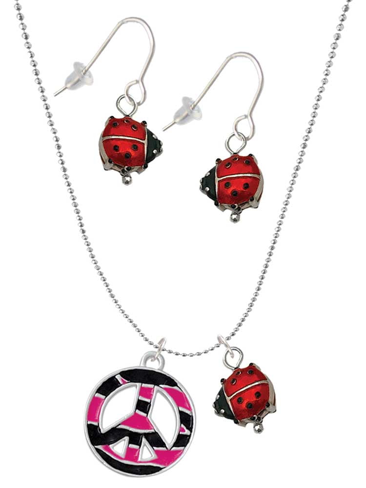 Delight Jewelry Silvertone Large Hot Pink Tiger Print Peace Sign Red ...