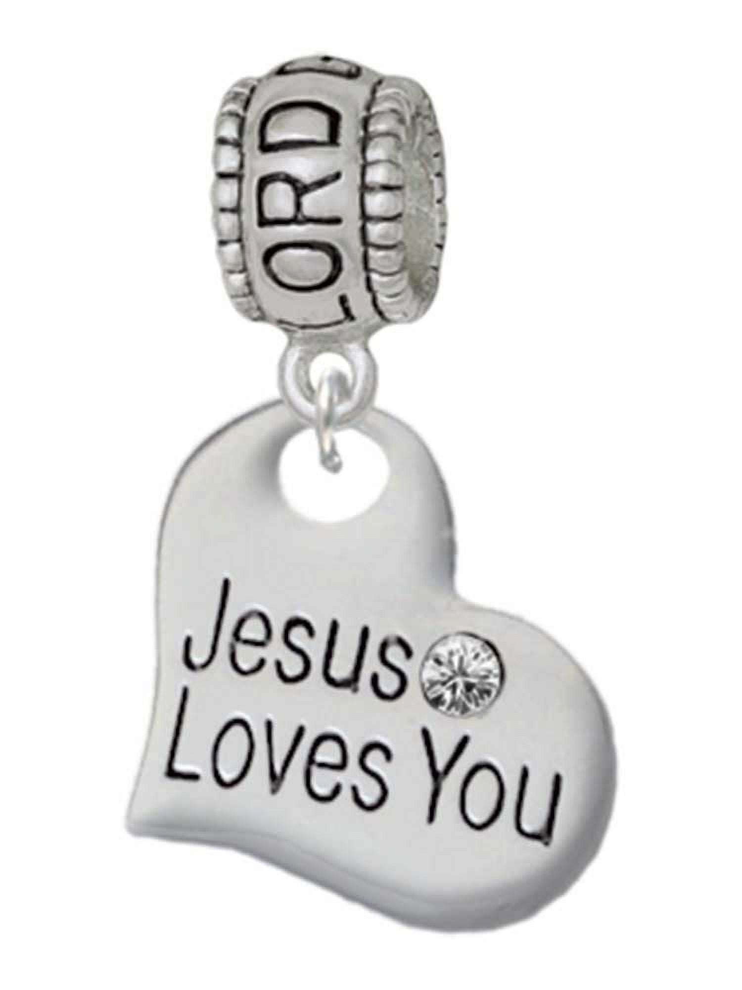 Delight Jewelry Silvertone Large Jesus Loves You Heart Lord Guide Me ...