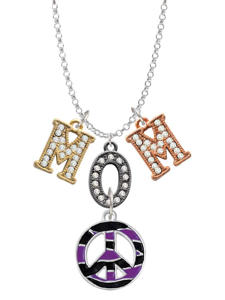 Delight Jewelry Silvertone Large Purple Tiger Print Peace Sign Multi ...