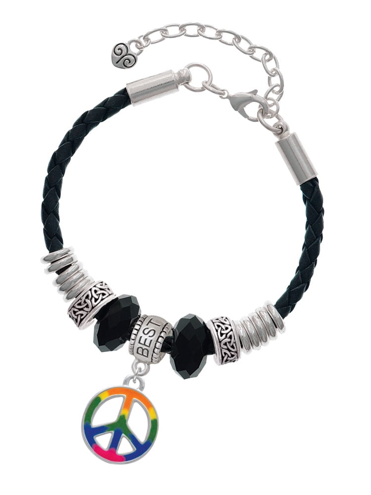Delight Jewelry Silvertone Large Rainbow Colored Peace Sign Best Friend ...