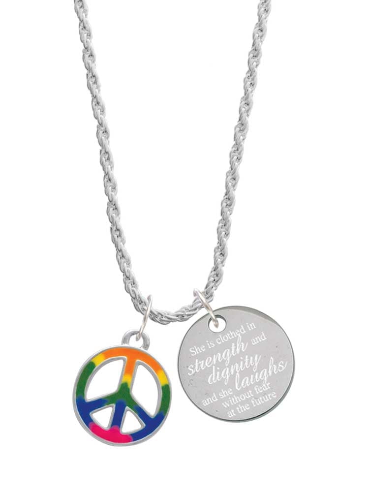 Delight Jewelry Silvertone Large Rainbow Colored Peace Sign She is ...