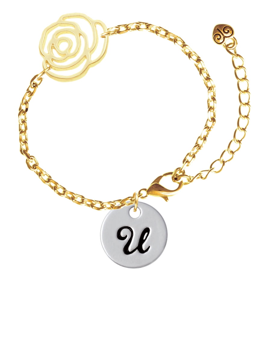 Delight Jewelry Silvertone Large Script Letter - U - 3/4'' Disc - Gold ...