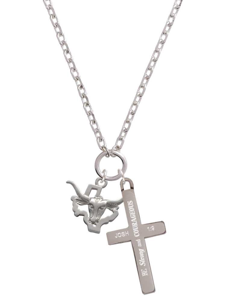 Delight Jewelry Silvertone Longhorn - Texas Be Strong and Courageous ...