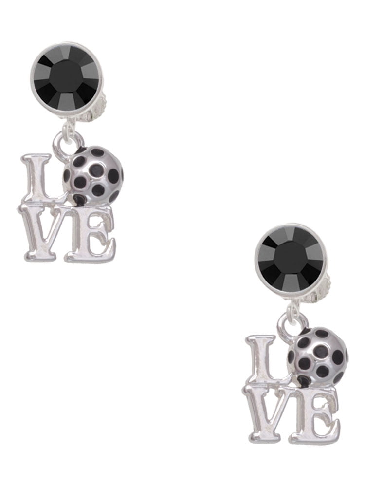 Delight Jewelry Silvertone Love Pickleball Black Crystal Clip on ...