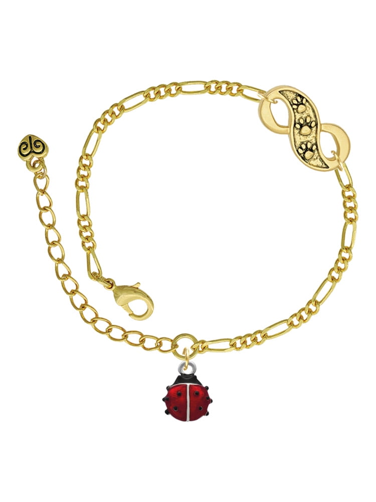 Delight Jewelry Silvertone Mini Red Translucent Ladybug Gold-tone Paw ...