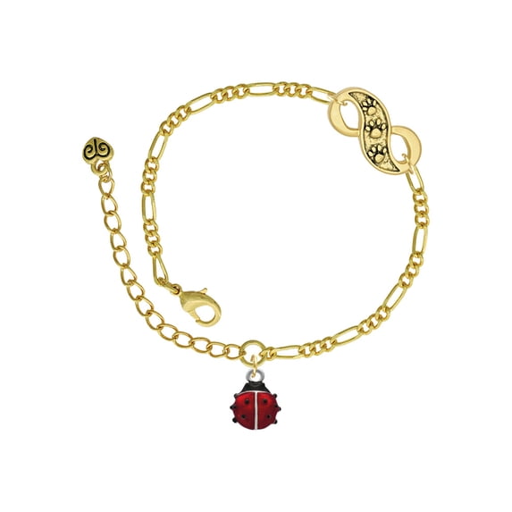 Delight Jewelry Silvertone Mini Red Translucent Ladybug Gold-tone Paw ...