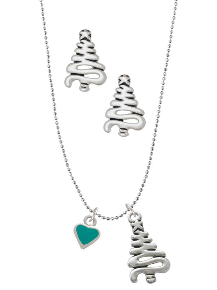 Delight Jewelry Silvertone Mini Two Sided Teal Heart Silver tone Zig ...