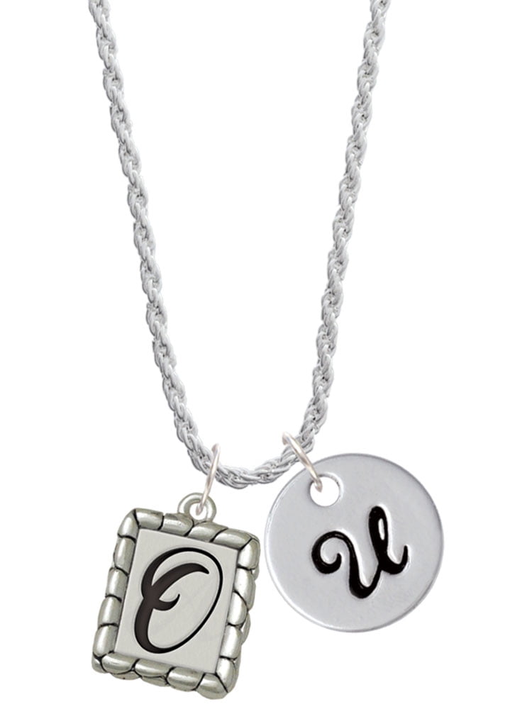 Delight Jewelry Silvertone Pebble Border Initial - O Silvertone Script ...