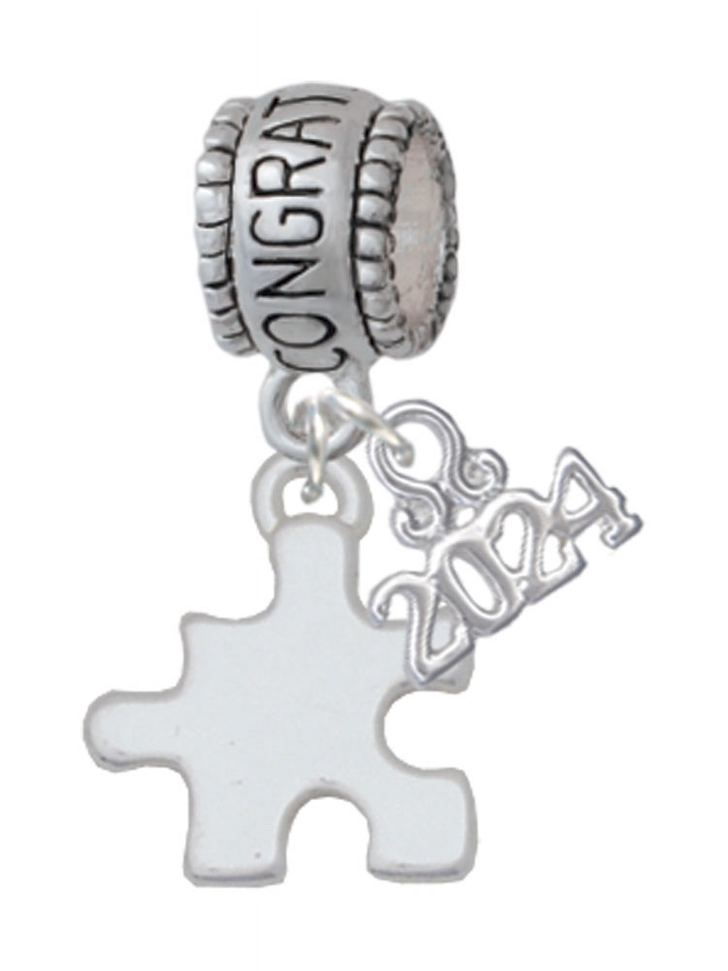 Delight Jewelry Silvertone Puzzle Piece Congratulations Charm Bead ...