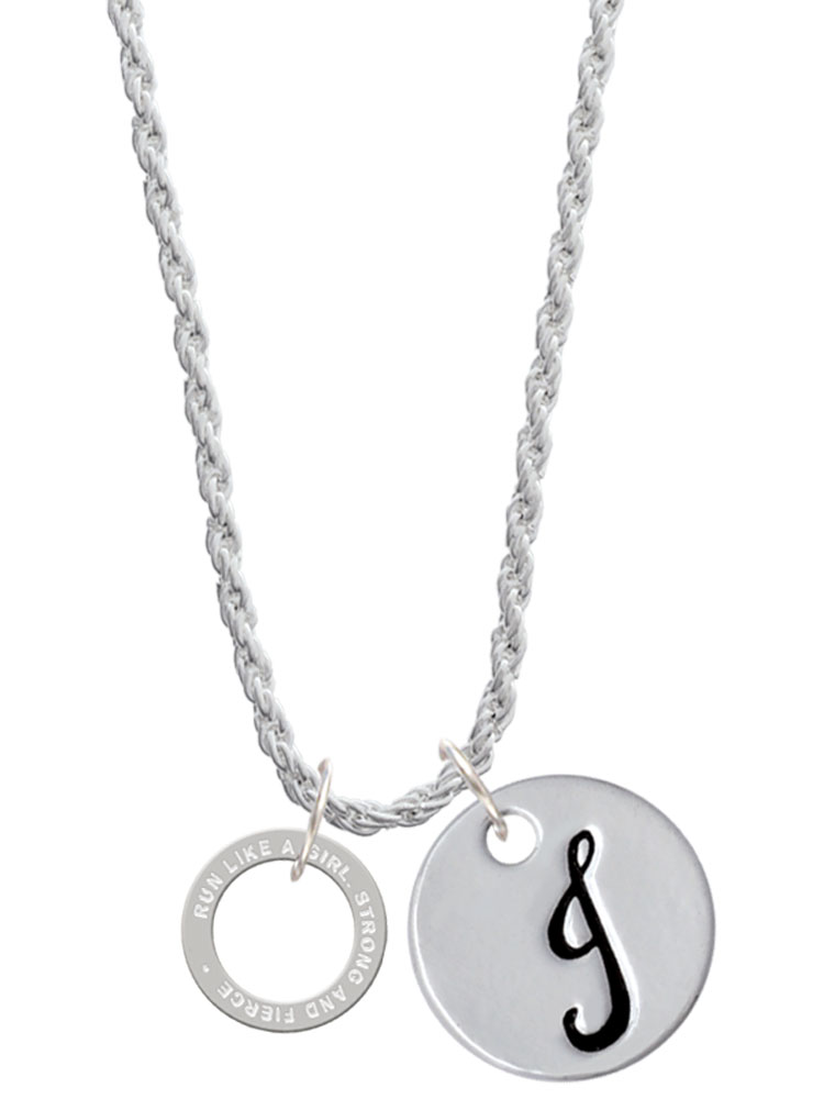 Delight Jewelry Silvertone Run Like A Girl Eternity Ring Silvertone Script Initial Disc - J ...