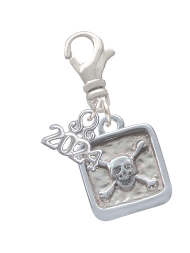 Delight Jewelry Silvertone Skull and Bones - Square Seal - Clip on ...