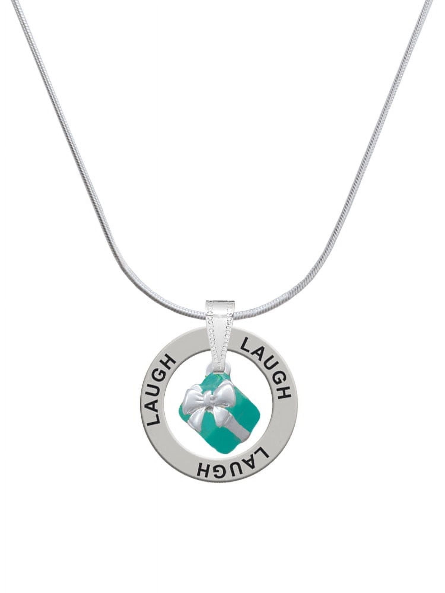 Delight Jewelry Silvertone Small 3-D Teal Present with Bow Laugh Ring ...