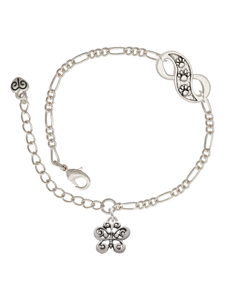 Delight Jewelry Silvertone Small Antiqued Butterfly Silver-tone Paw ...