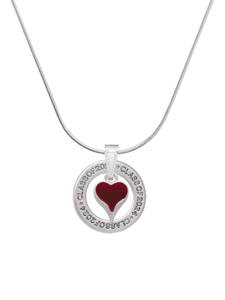 Delight Jewelry Silvertone Small Long Maroon Heart Silver-tone Class of ...