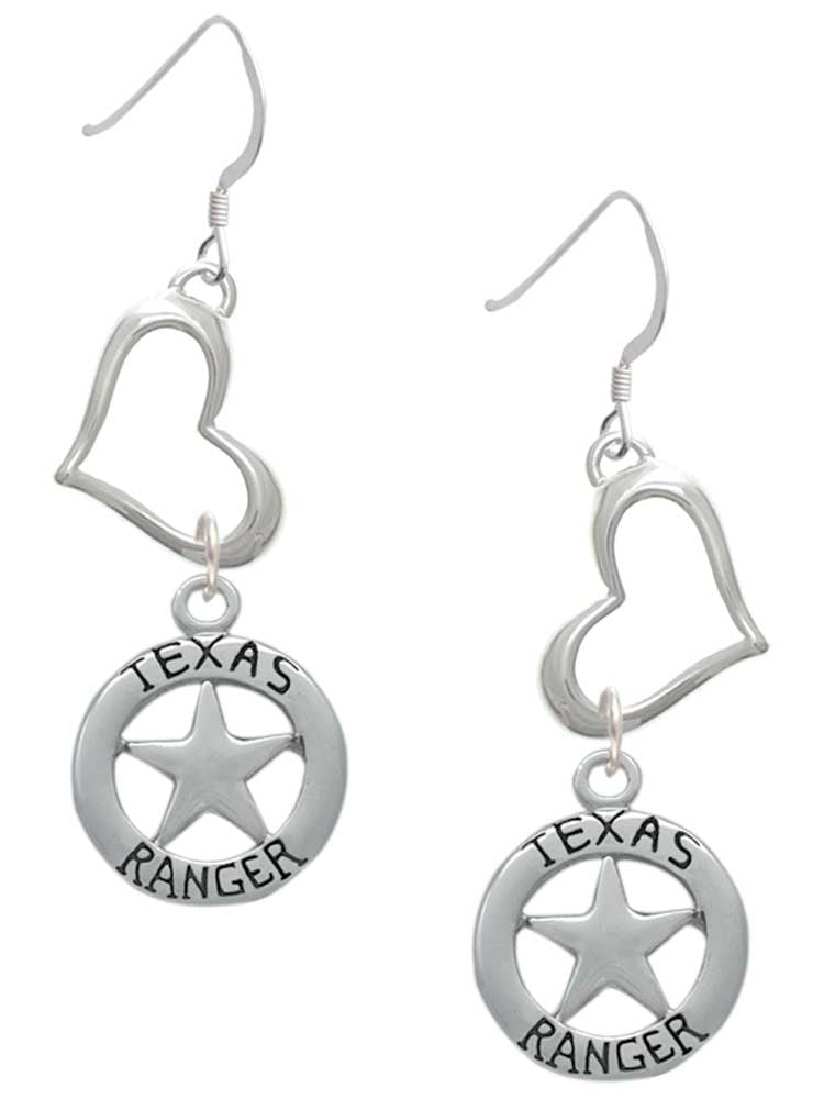 Delight Jewelry Silvertone Texas Ranger Badge Open Heart French ...