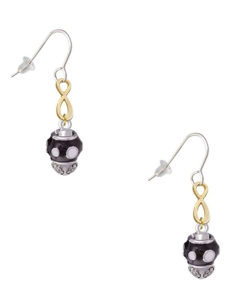 Delight Jewelry Silvertone White Dots on Black Spinners Gold Tone ...