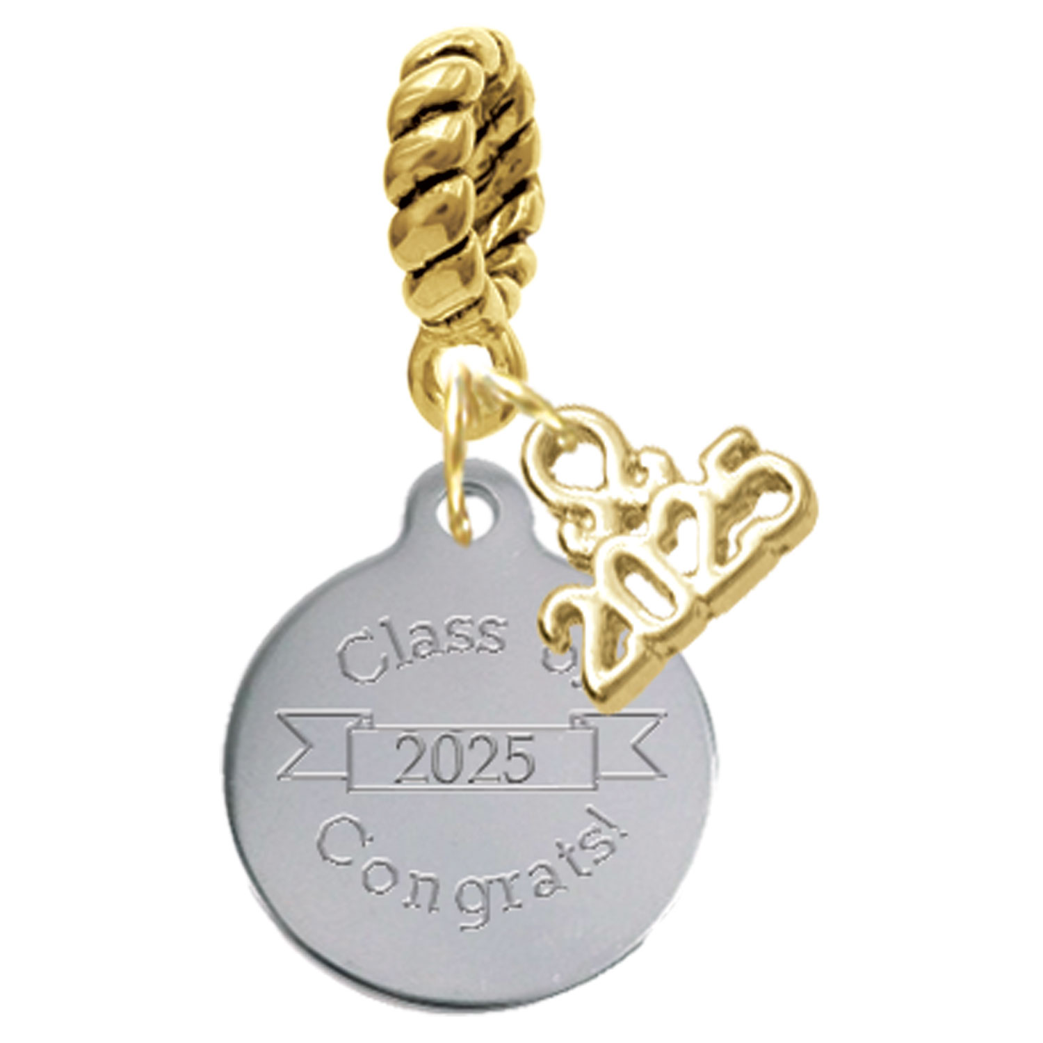 Delight Jewelry Stainless Steel Disc Class of 2025 - Gold-tone Rope ...