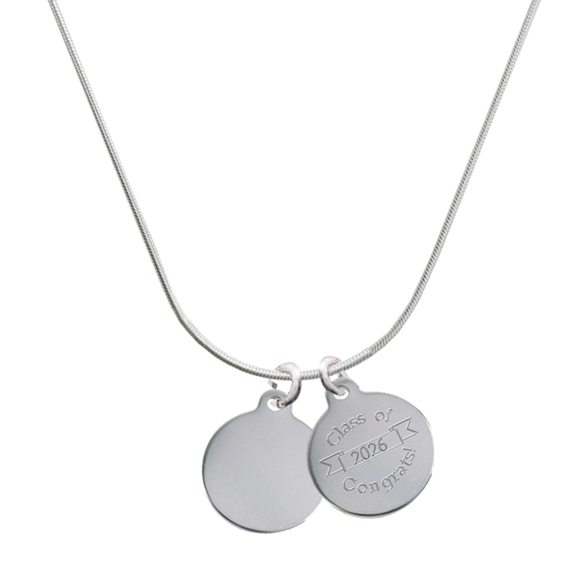 Delight Jewelry Stainless Steel Disc - Silvertone Engraved Congrats ...