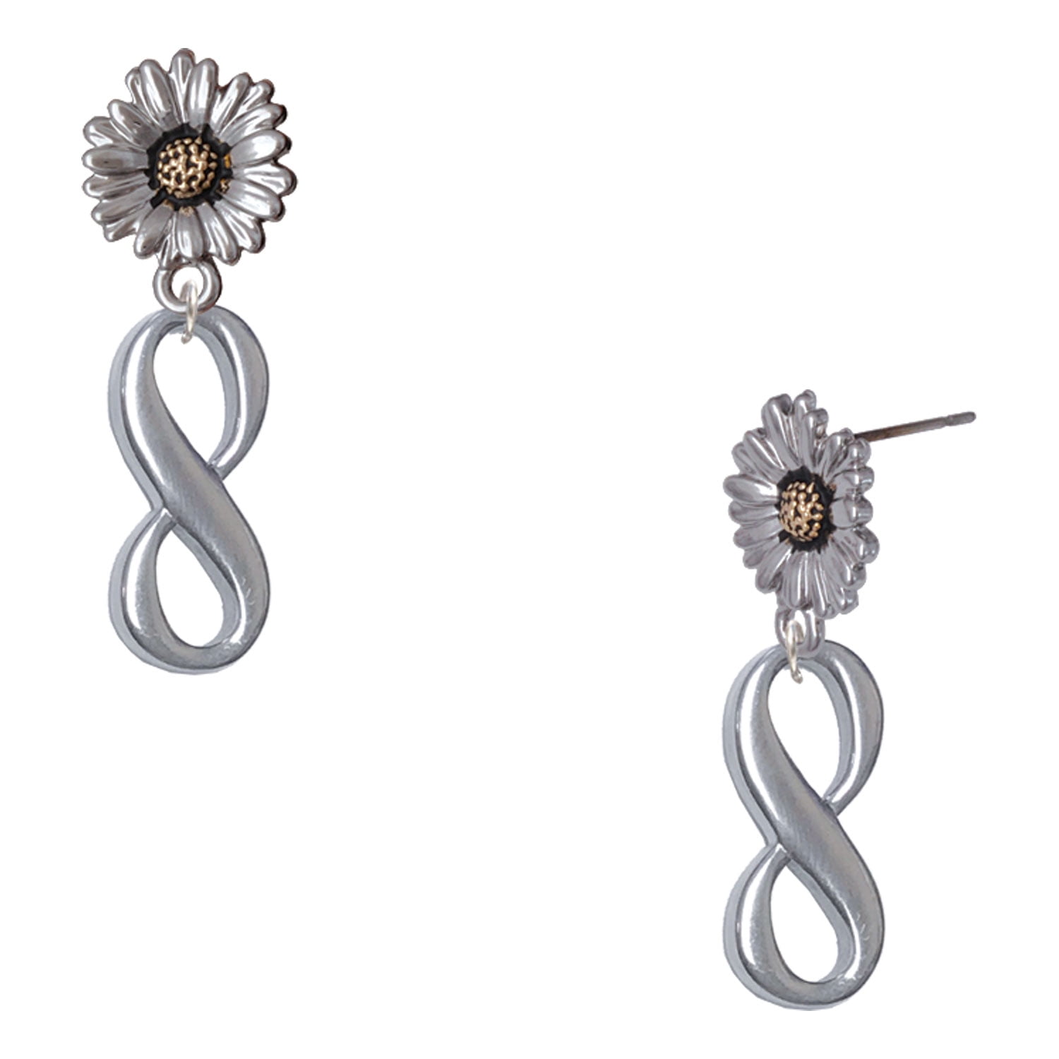Delight Jewelry Stainless Steel Infinity Sign - Two-tone Daisy Flower ...