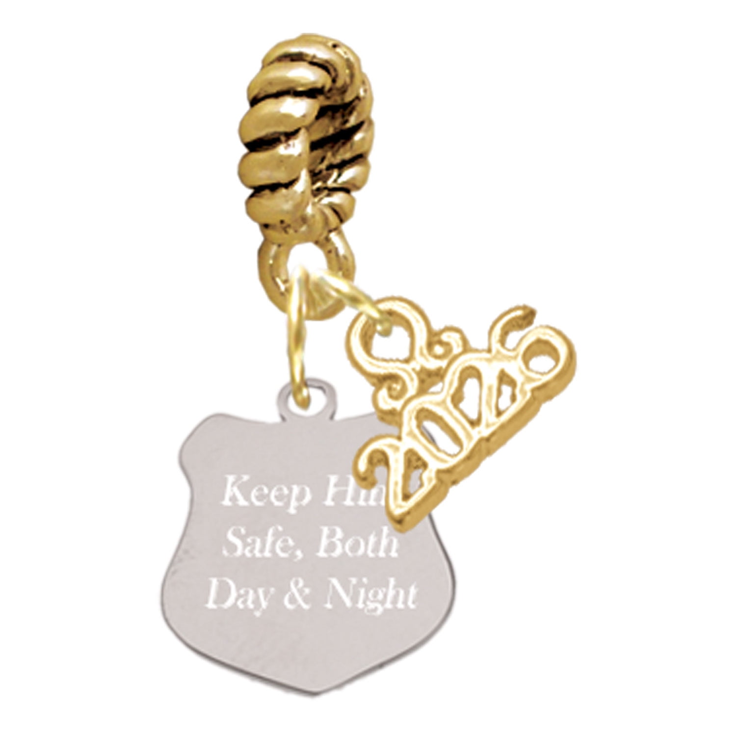 Delight Jewelry Stainless Steel Keep Him Safe Police Badge - Goldtone ...