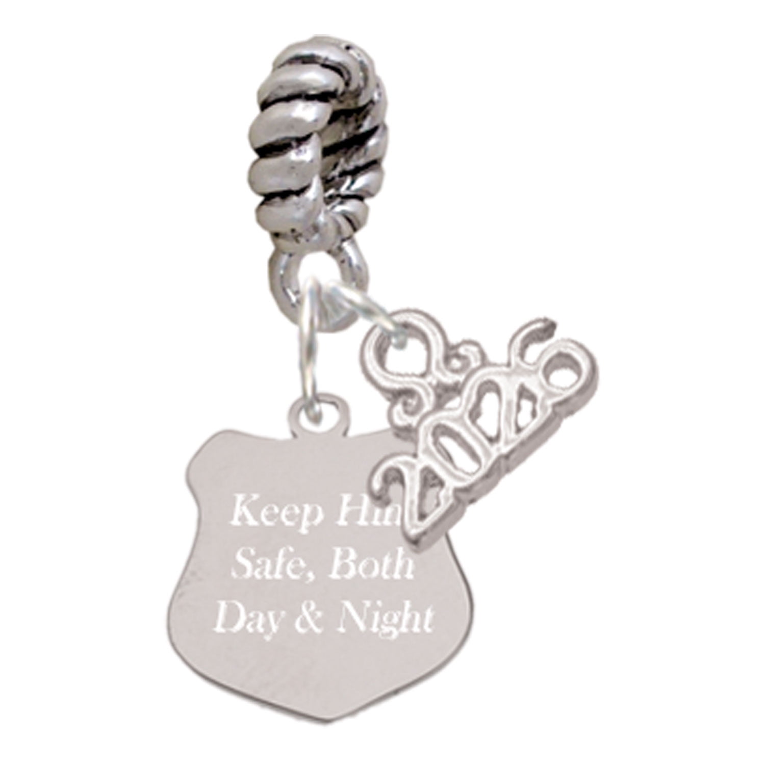 Delight Jewelry Stainless Steel Keep Him Safe Police Badge - Silver ...