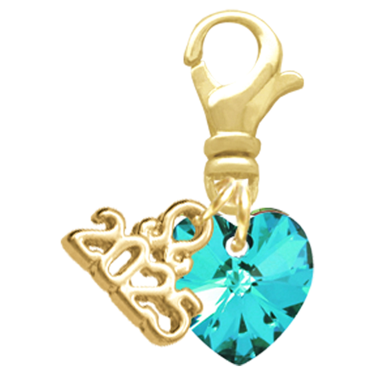 Delight Jewelry Teal Crystal Heart - Gold-tone Clip on Charm with Mini ...