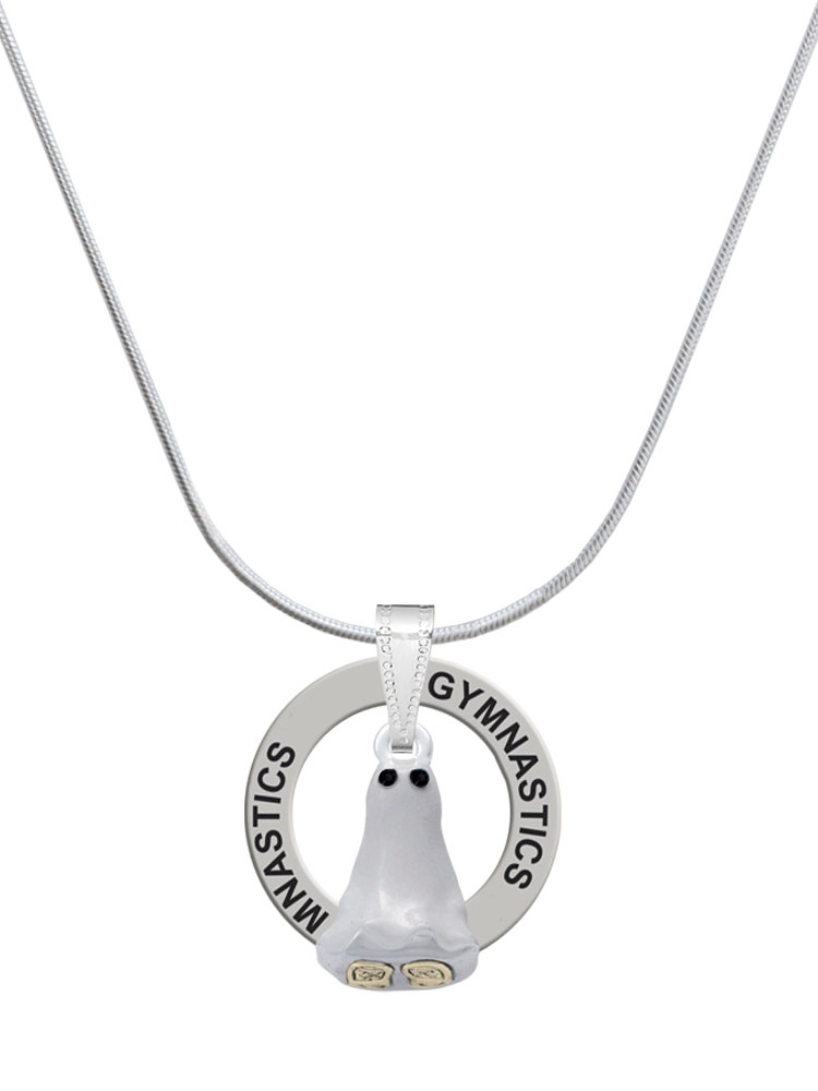 Delight Jewelry Two-tone 3-D Ghost with Black Crystals Gymnastics Ring ...