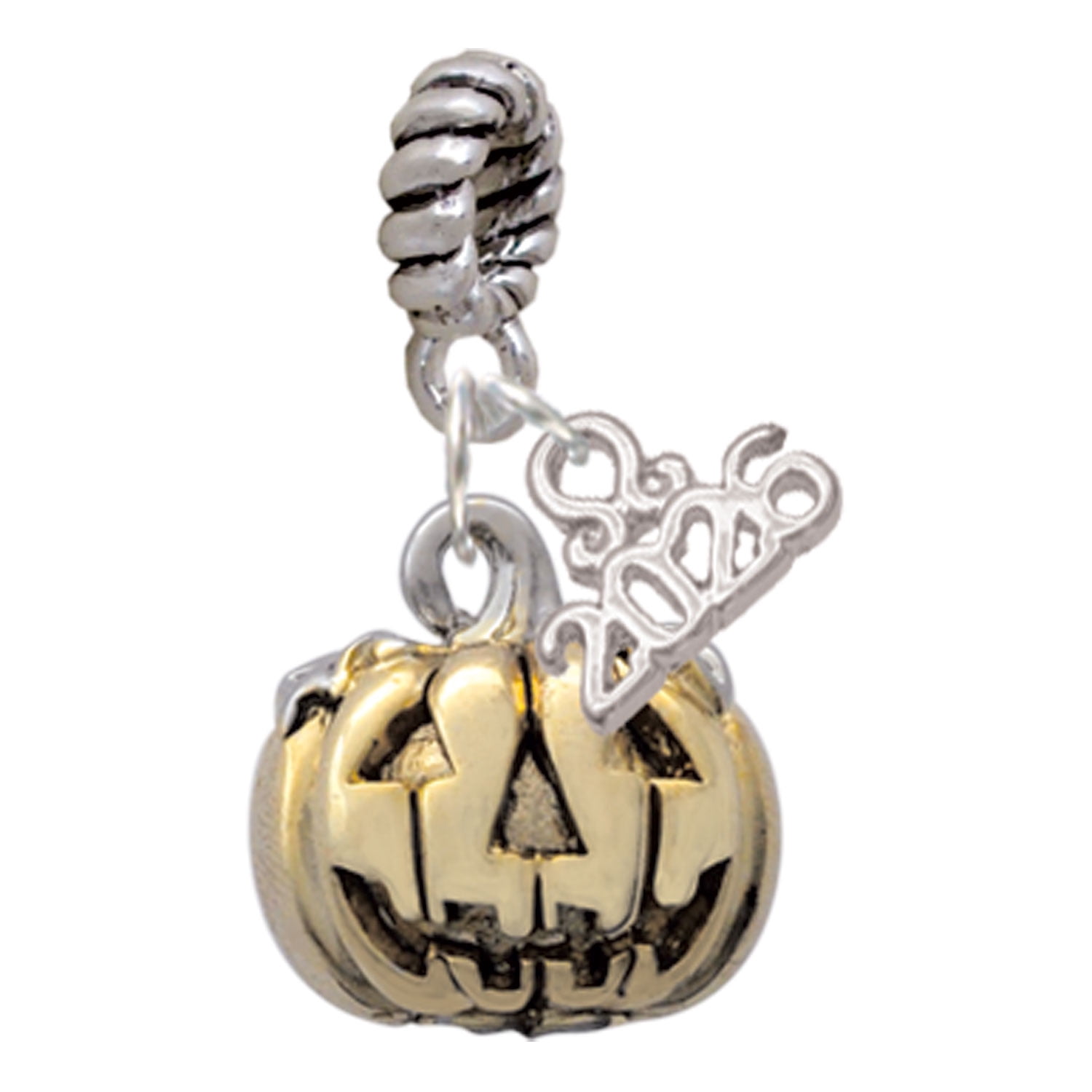 Delight Jewelry Two-tone 3-D Large Jack O' Lantern with Leaves - Silver ...