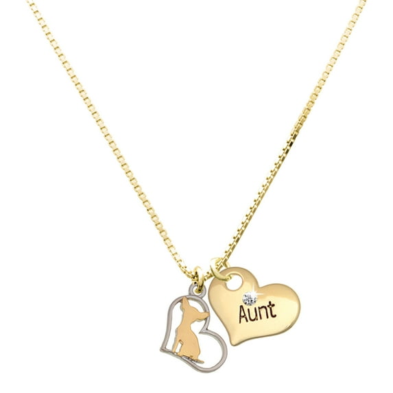 Delight Jewelry Two-tone Chihuahua Silhouette Heart - Large Goldtone ...
