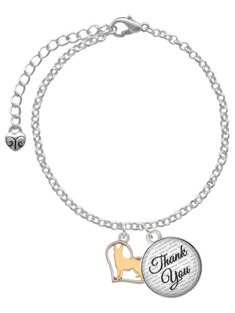 Delight Jewelry Two-tone German Shepard Silhouette Heart - Domed Thank ...