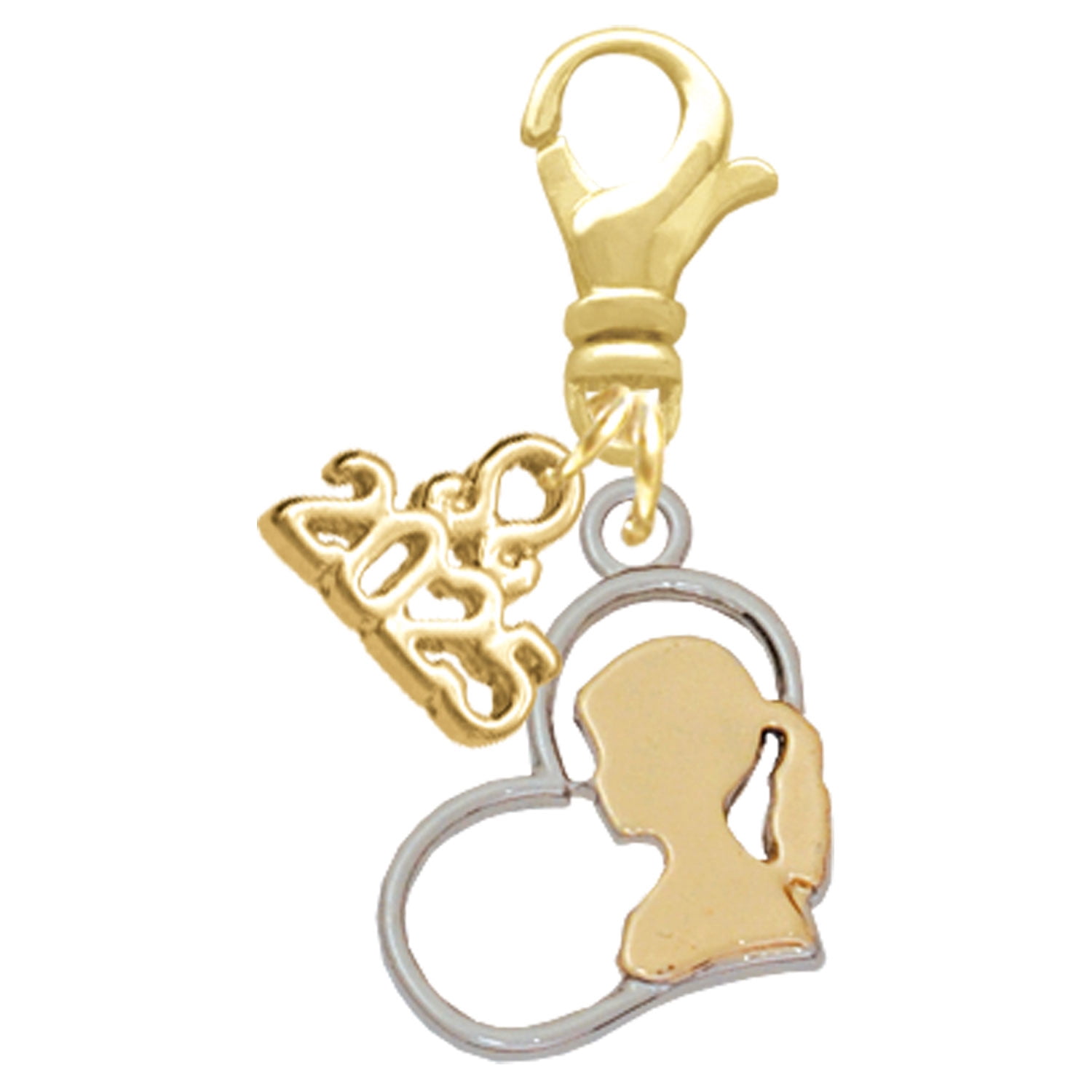 Delight Jewelry Two-tone Girl Silhouette in Heart - Gold-tone Clip on ...