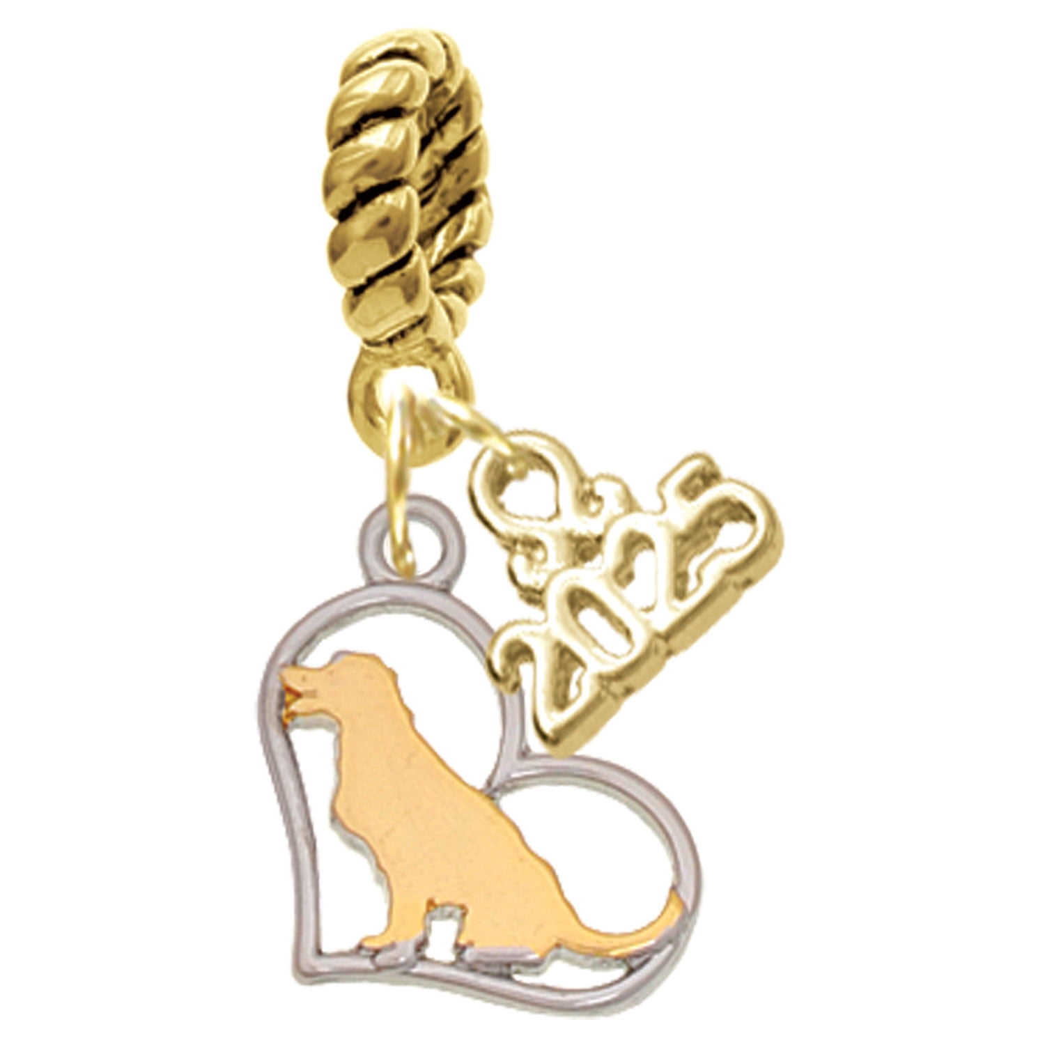 Delight Jewelry Two-tone Labrador Silhouette Heart - Gold-tone Rope ...