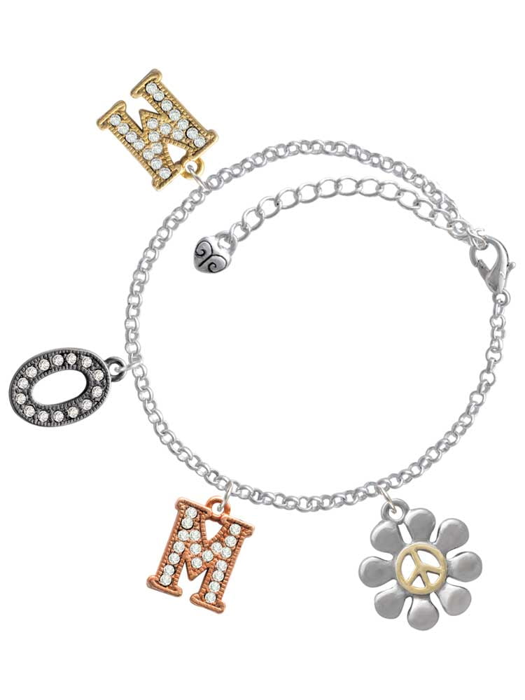 Delight Jewelry Two-tone Large Daisy with Peace Sign Multi-Colored ...