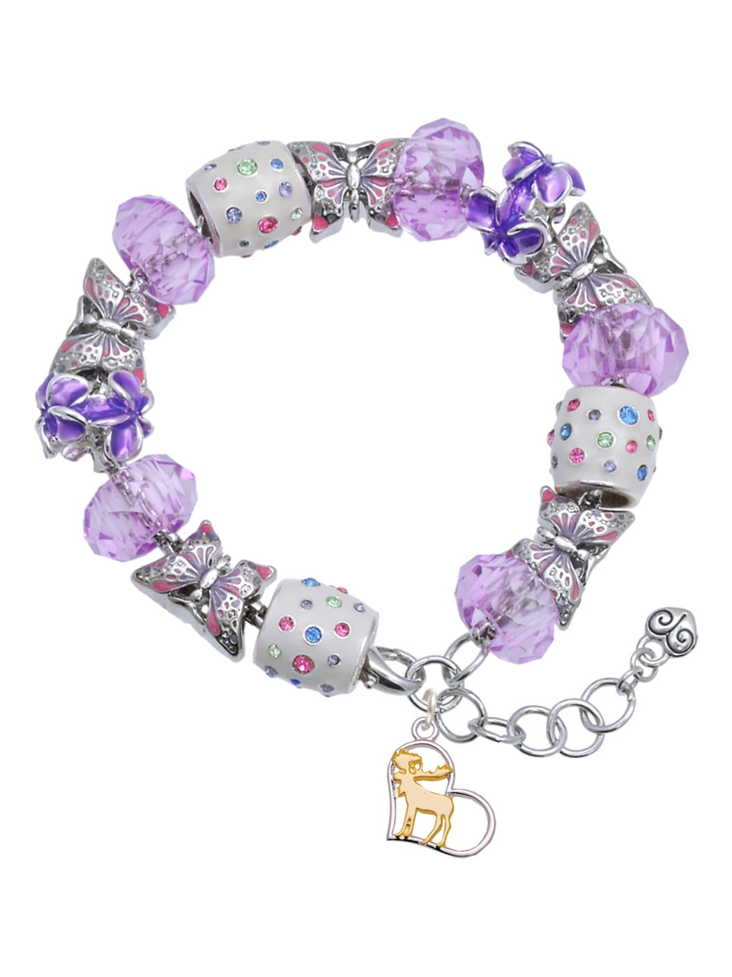 Delight Jewelry Two-tone Moose in Heart - Purple Butterfly Bead Charm ...